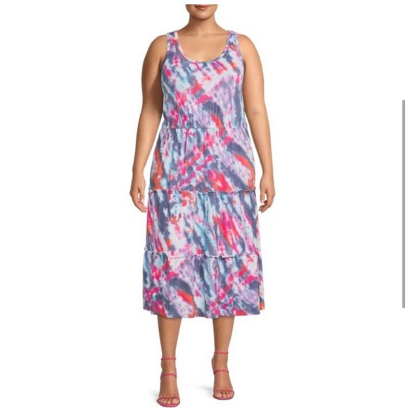 Terra & Sky | Dresses | Terra Skye Nwt Tie Dye Multicolored Tiered ...
